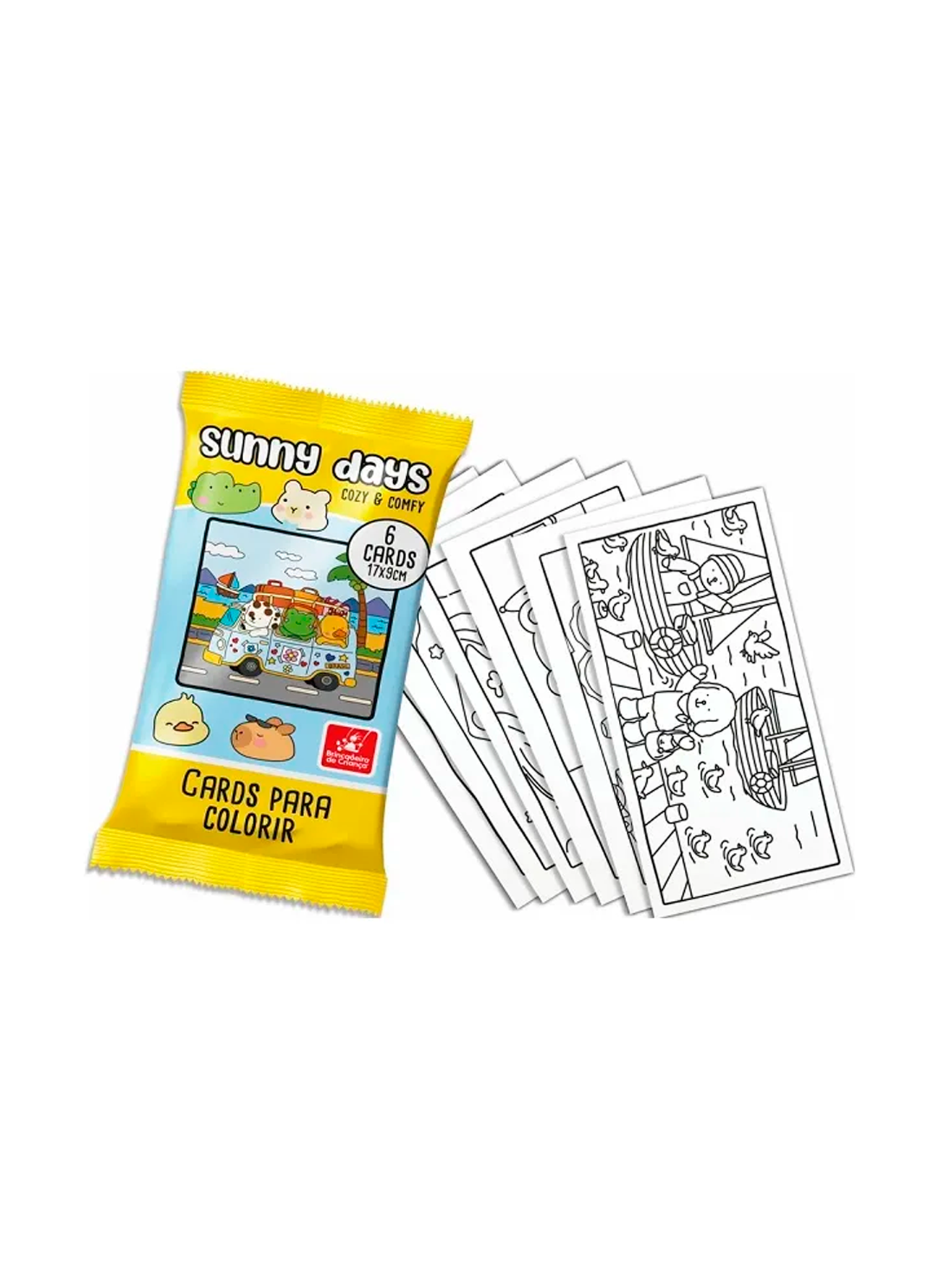 Kit 6 Cards Para Colorir Sunny Days