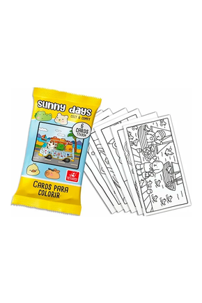 Kit 6 Cards Para Colorir Sunny Days